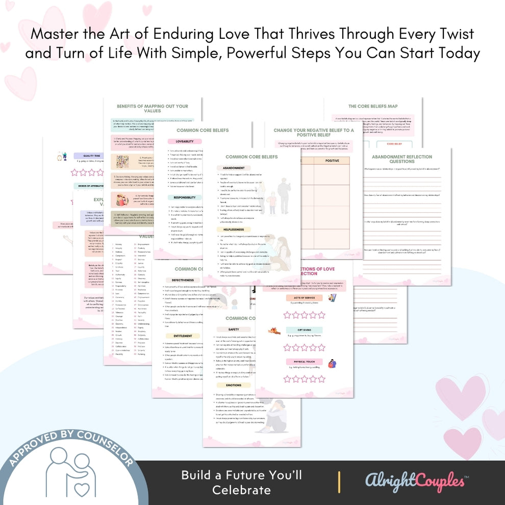 Relationship Core Values & Beliefs Worksheets for Deeper Connection ...